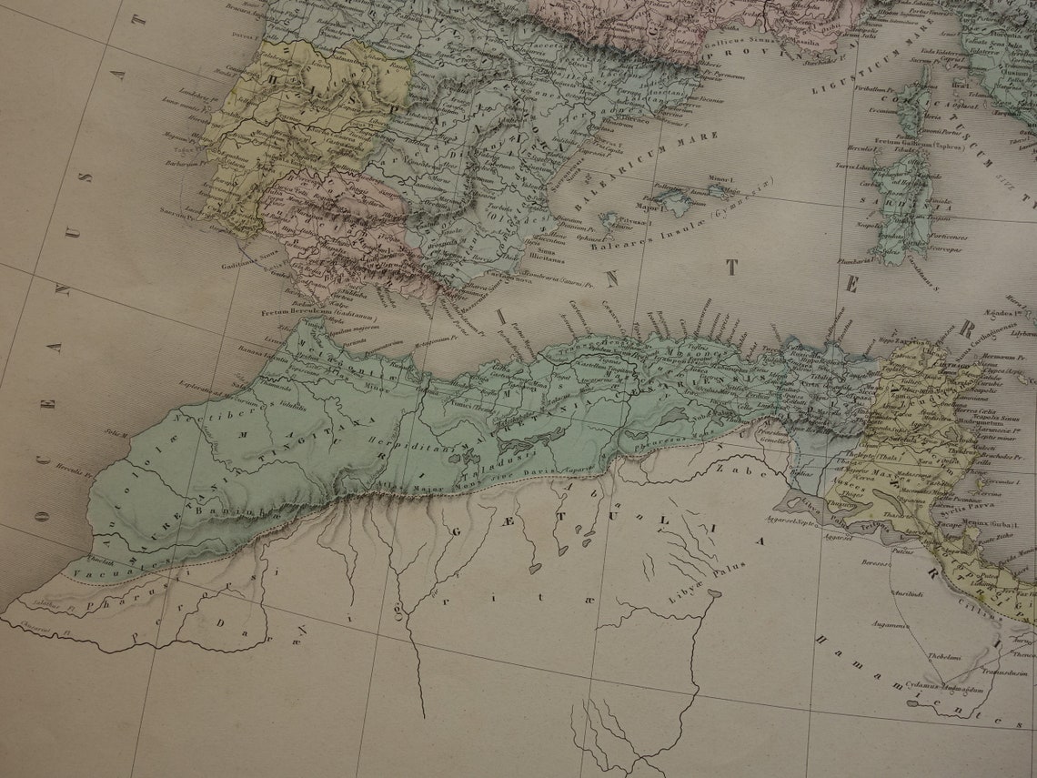 ROMAN EMPIRE map LARGE original old antique French print | Etsy