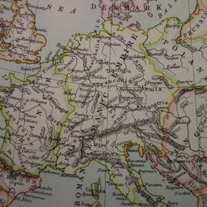 Original 1879 Old History Map of Europe Antique Print Europa During ...