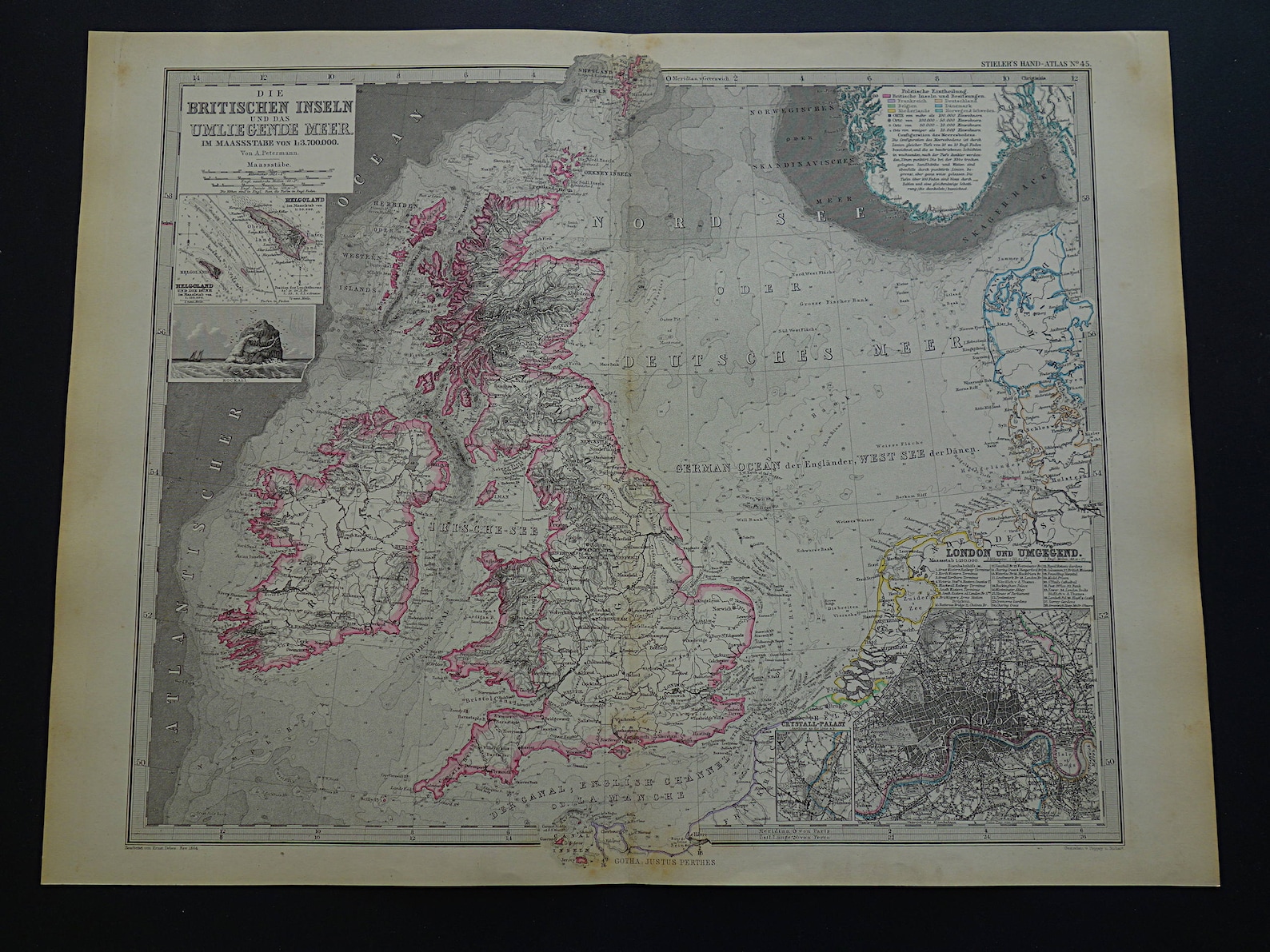 ENGLAND Old Map of Great-britain 1884 Large Original Antique | Etsy