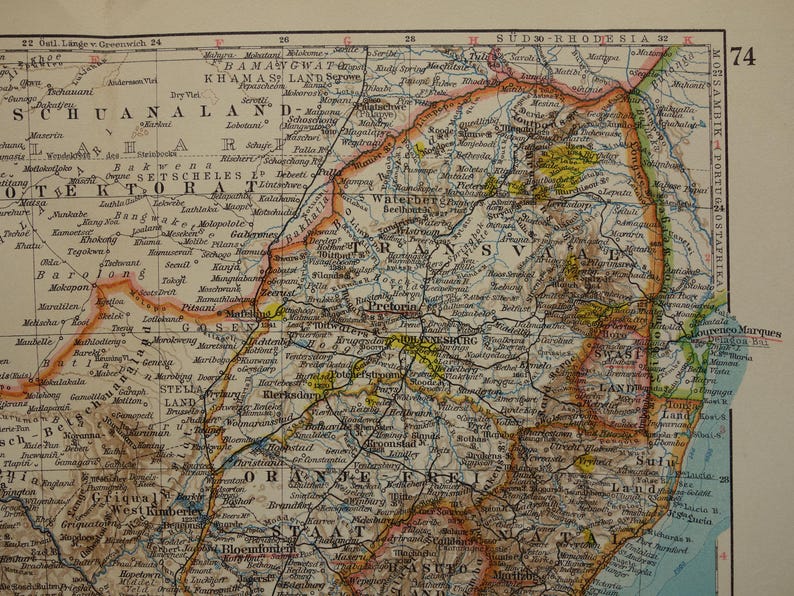 Old Map of South Africa 1928 Original Vintage Print About Namibia ...