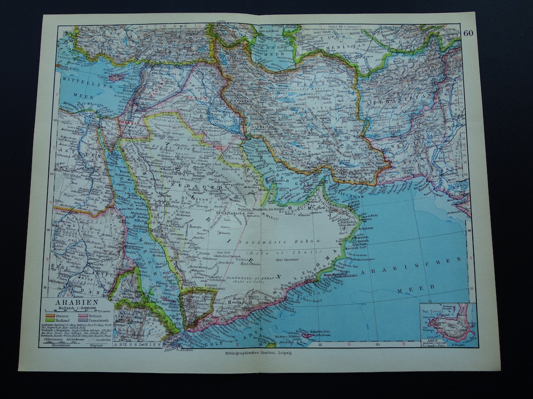 Old Map of Saudi Arabia 1928 Original Vintage Print About Oman - Etsy