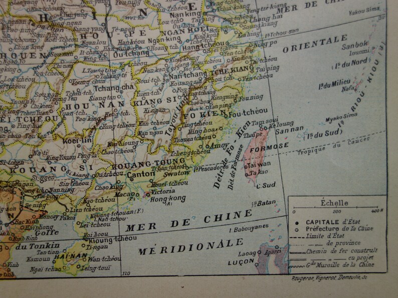 CHINA Old Map of China Original 1902 Antique French Print | Etsy