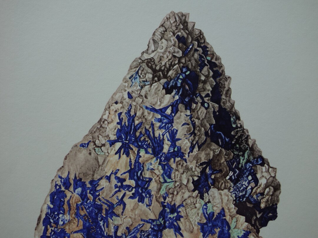 Linarite Vintage Mineral Print Set of 3 Matching Prints Minerals Stone ...