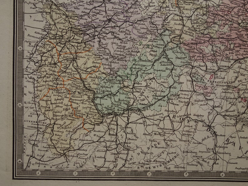 GERMANY Old Map of Prussia 1875 Original Antique Hand-colored Poster ...
