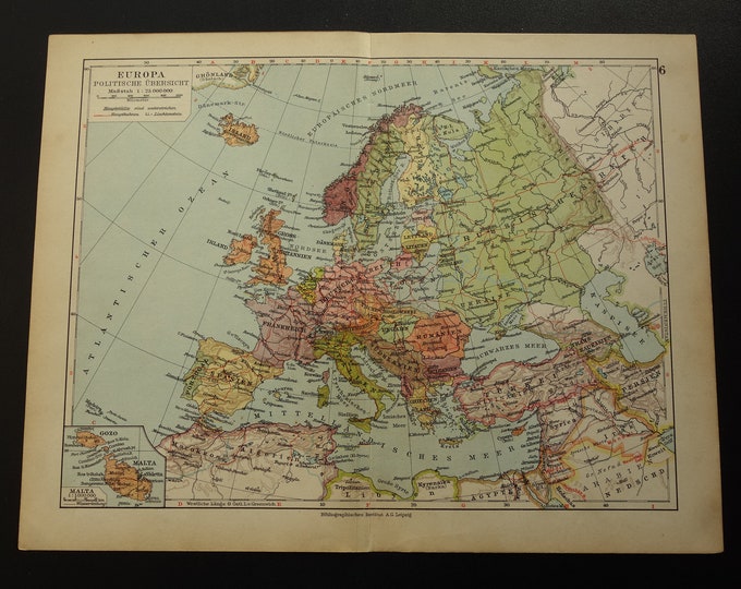 EUROPE Old Map of Europe 1928 Original Vintage Political Map of Europe ...