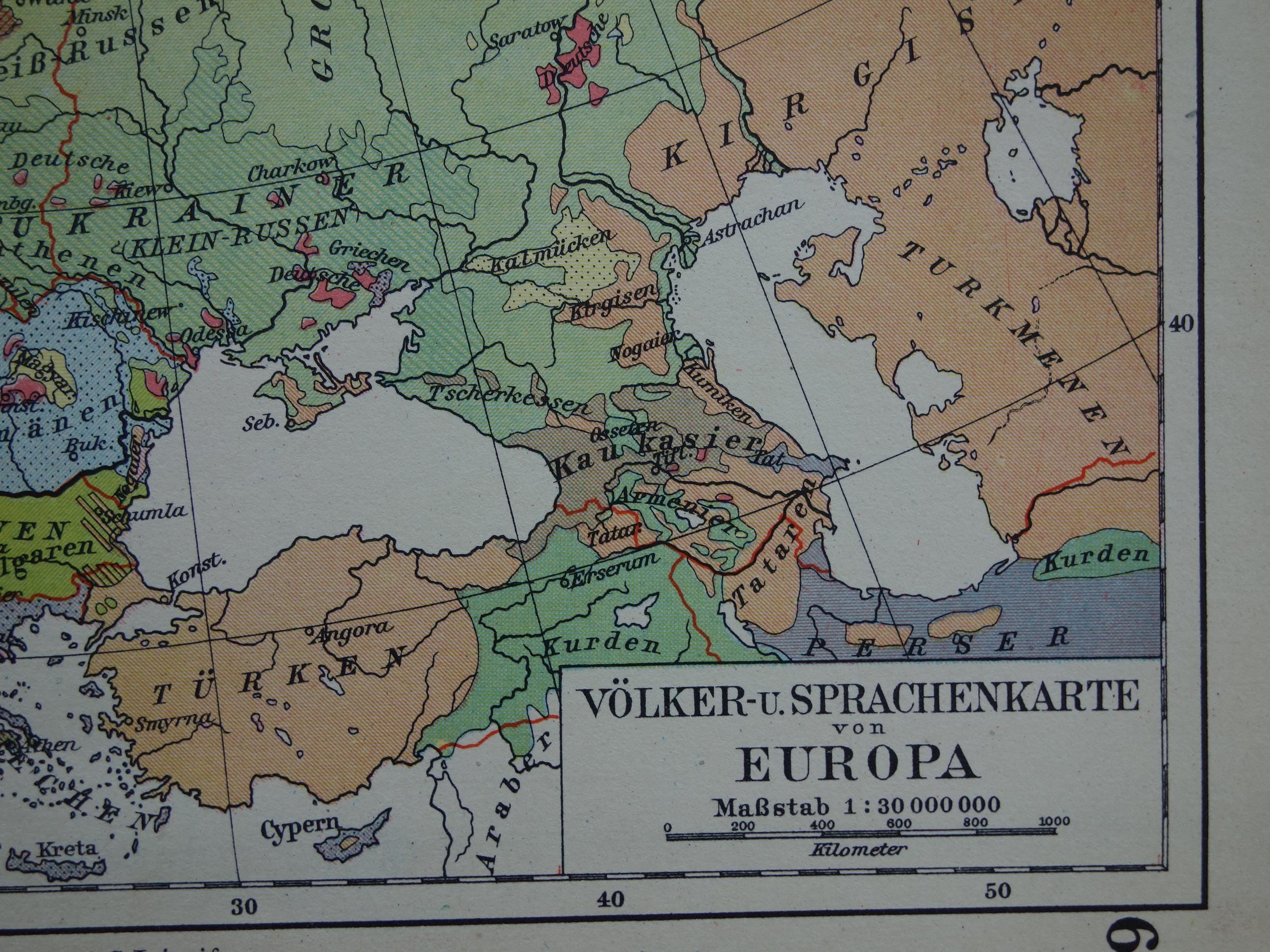 Old Language Map of Europe - Vintage Linguistics and Ethnology ...