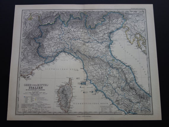 ITALY old map of northern Italy 1886 original antique print | Etsy