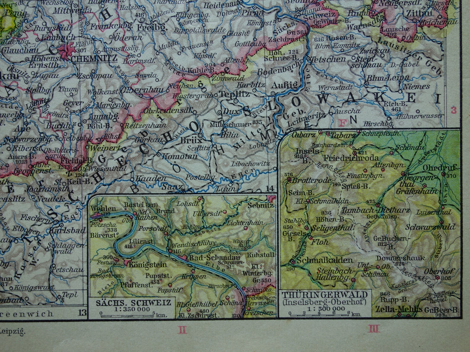 GERMANY old map of Saxony 1928 detailed antique vintage print | Etsy