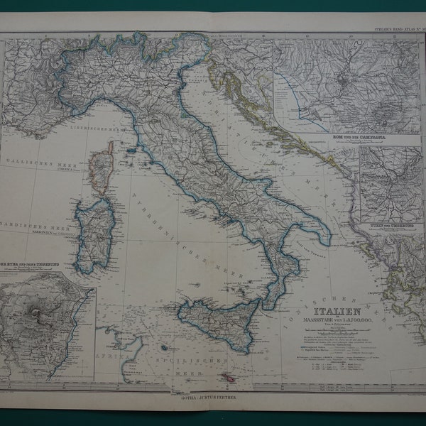 Vintage Art Deco Map of Italy - Etsy
