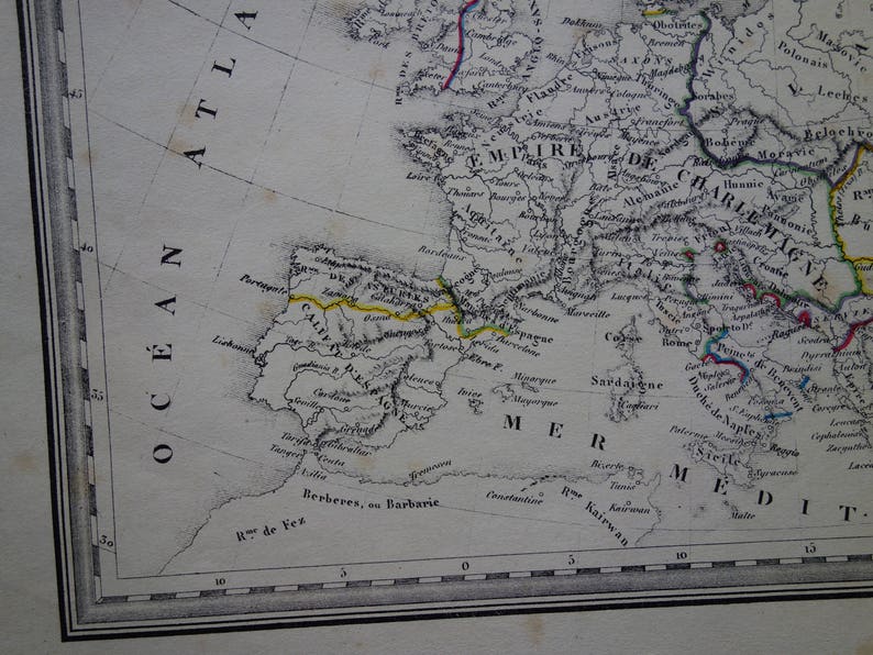 EUROPE Old History Map 1840 Original Antique Hand-colored - Etsy