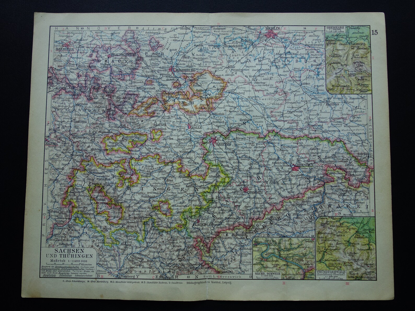 GERMANY old map of Saxony 1928 detailed antique vintage print | Etsy