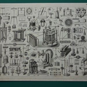 MAGNETISM Old Science Print 1849 Original Vintage Poster B/w Pictures ...