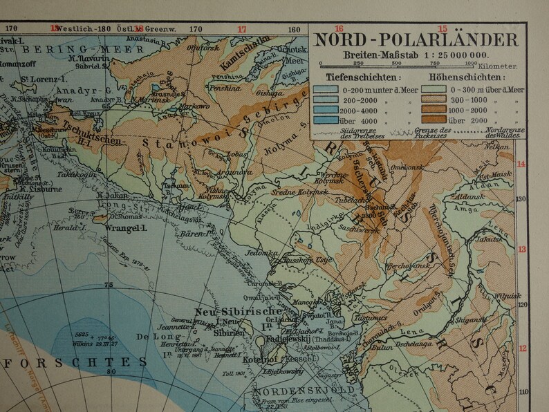 ARCTIC Old Map of Arctic Region 1928 Detailed Antique Print - Etsy