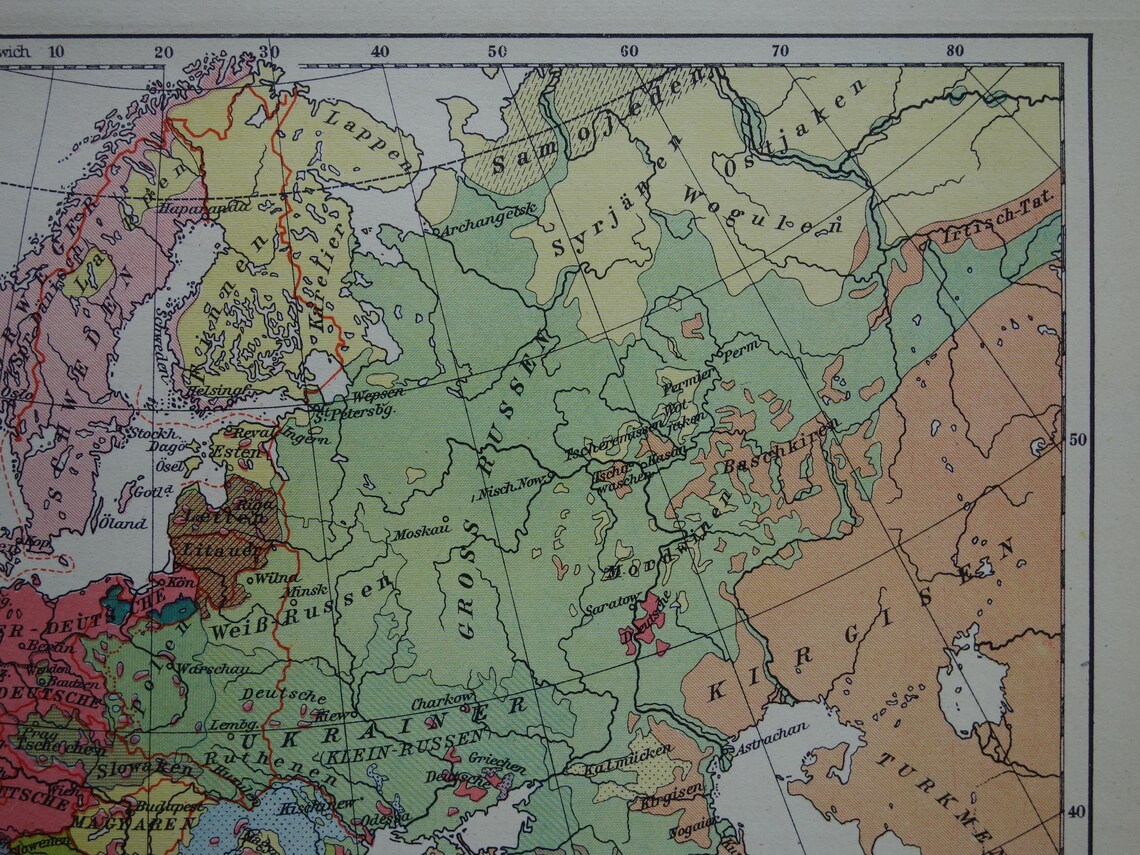 Old Language Map of Europe - Vintage Linguistics and Ethnology ...
