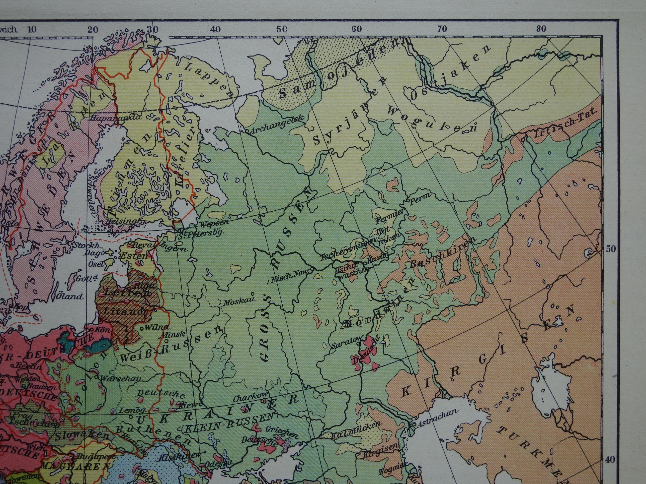 Old Language Map of Europe - Vintage Linguistics and Ethnology ...