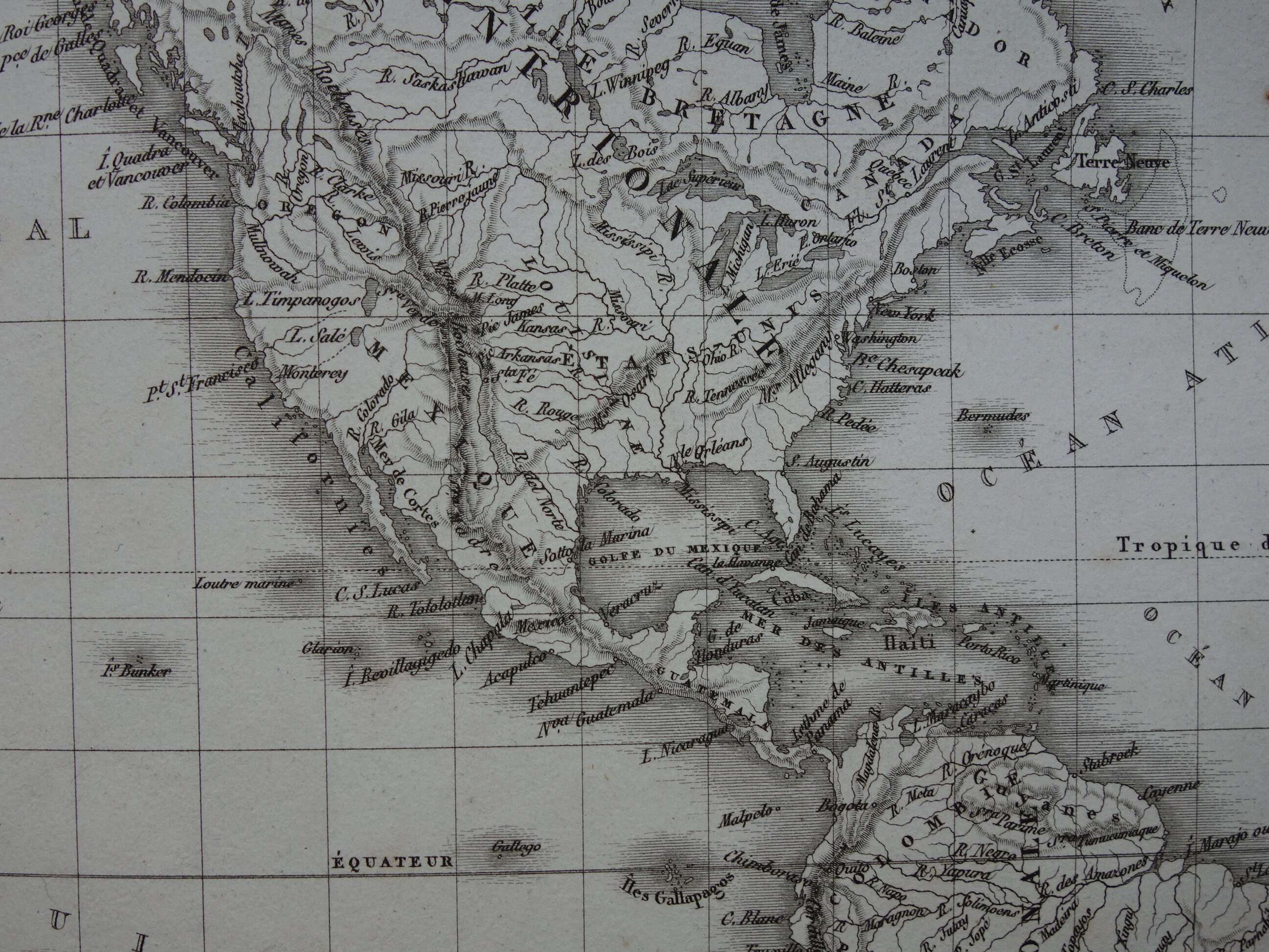WORLD Map LARGE 1830 Original Antique Print of the World in Mercator's ...