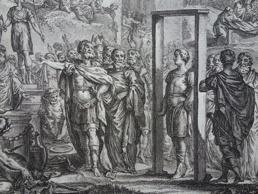 Publius Horatius Expelled History of Rome Antique Print Original 200 ...