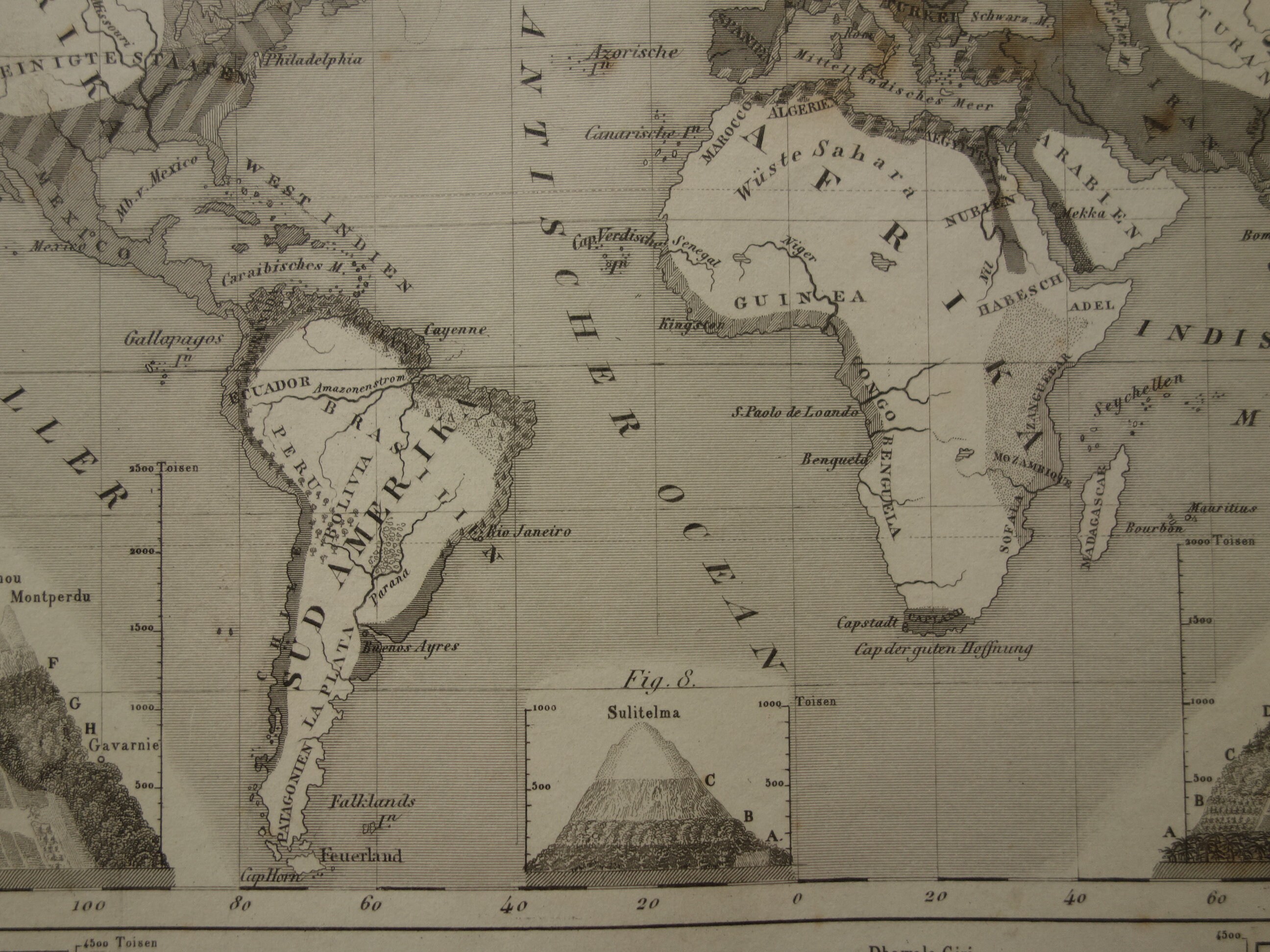 1849 Original Antique World Map Old Worldmap About Crops Illustrated ...