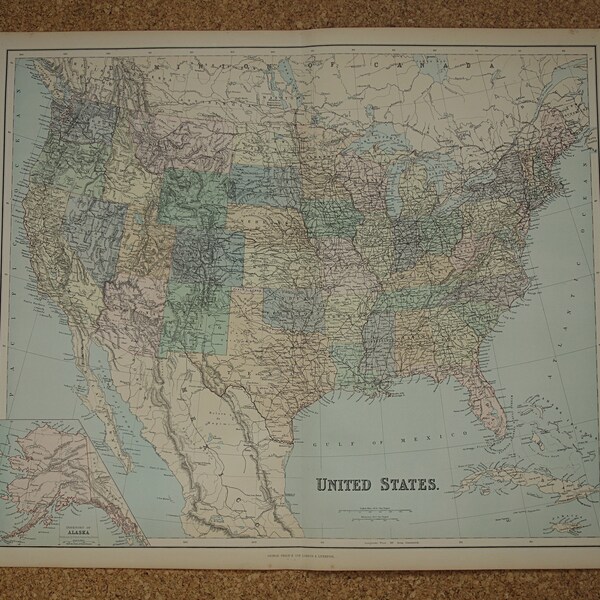 Large Map of the United States - Etsy UK