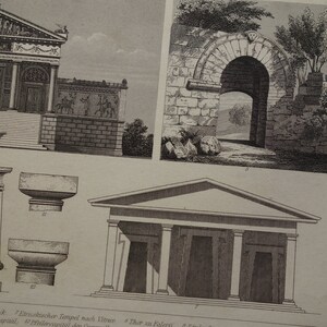 ETRUSCAN Architecture Old Print 1870 Original Antique Pictures of Tombs ...