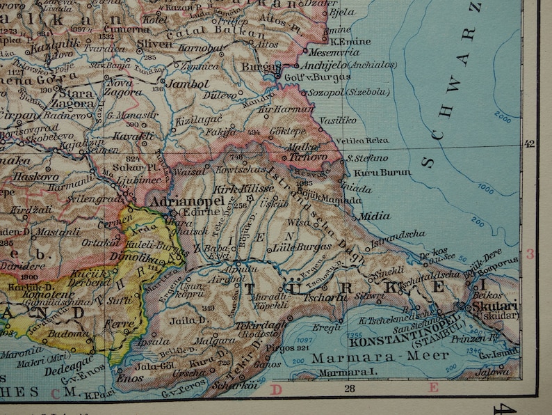 BULGARIA Old Map of Bulgaria Antique Print About Bulgarian - Etsy UK