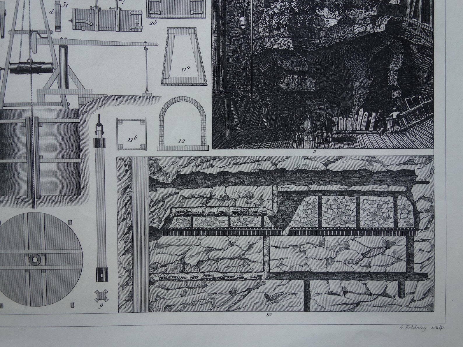 Mining Mine Shaft Pictures of Tunnels 1849 Old Print About Tunneling ...