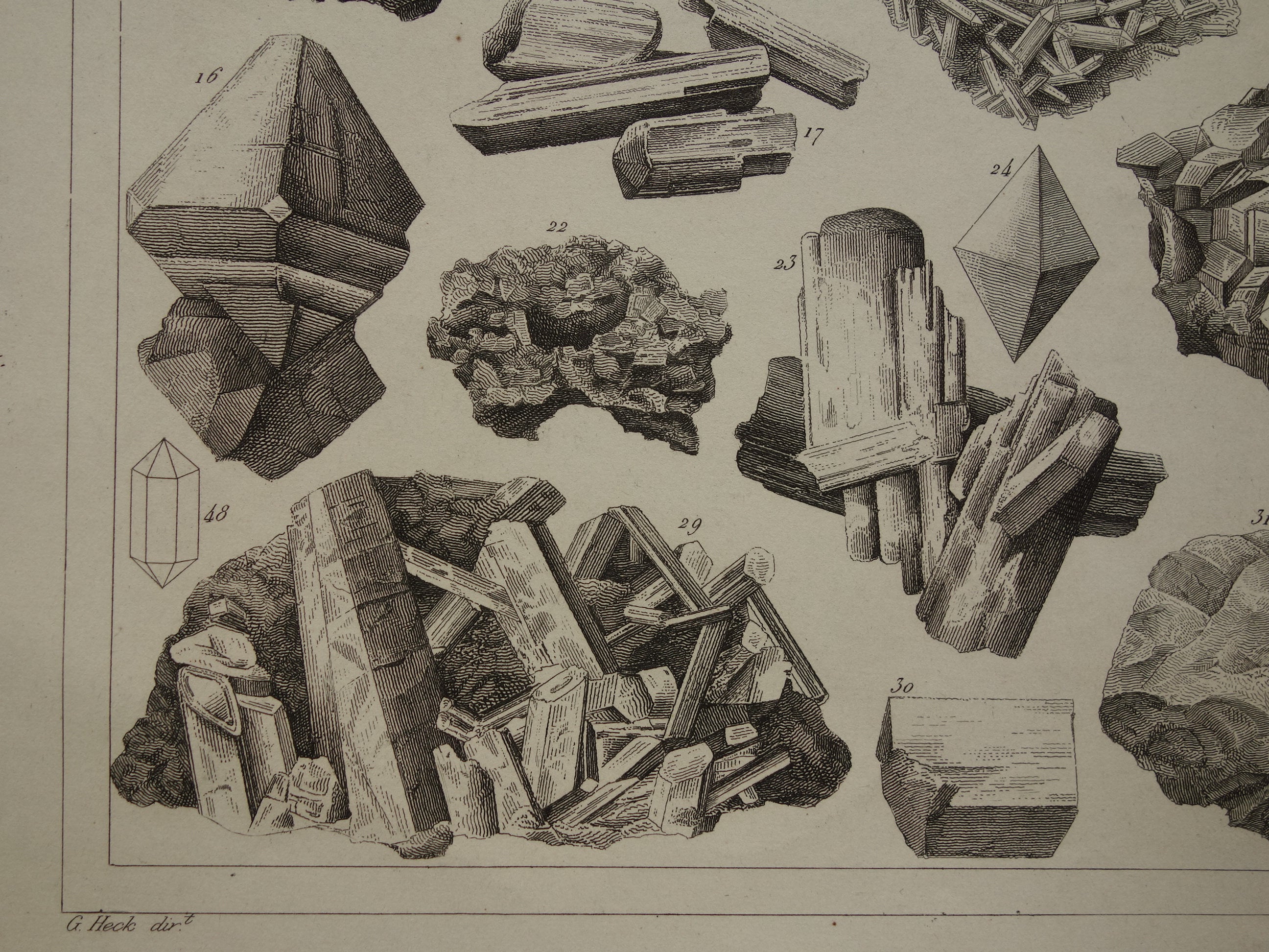 MINERALS Antique Print Lovely Original 175+ Years Old Poster Vintage B ...