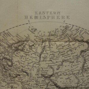 WORLDMAP Old Map of the World 1860 Original English Double Hemisphere ...