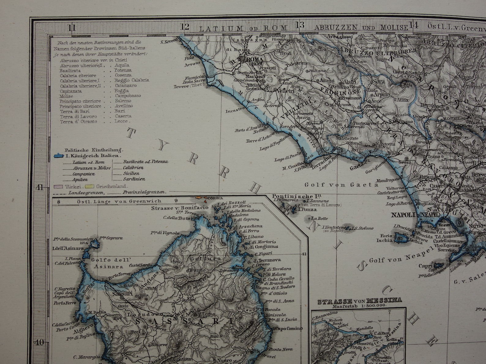 ITALY Old Map of Italy 1877 Original Antique Print About - Etsy