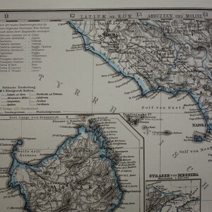 ITALY Old Map of Italy 1877 Original Antique Print About Sicily ...