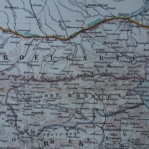 BULGARIA Old Map of Bulgaria - Antique Print About Bulgarian Area Sofia ...