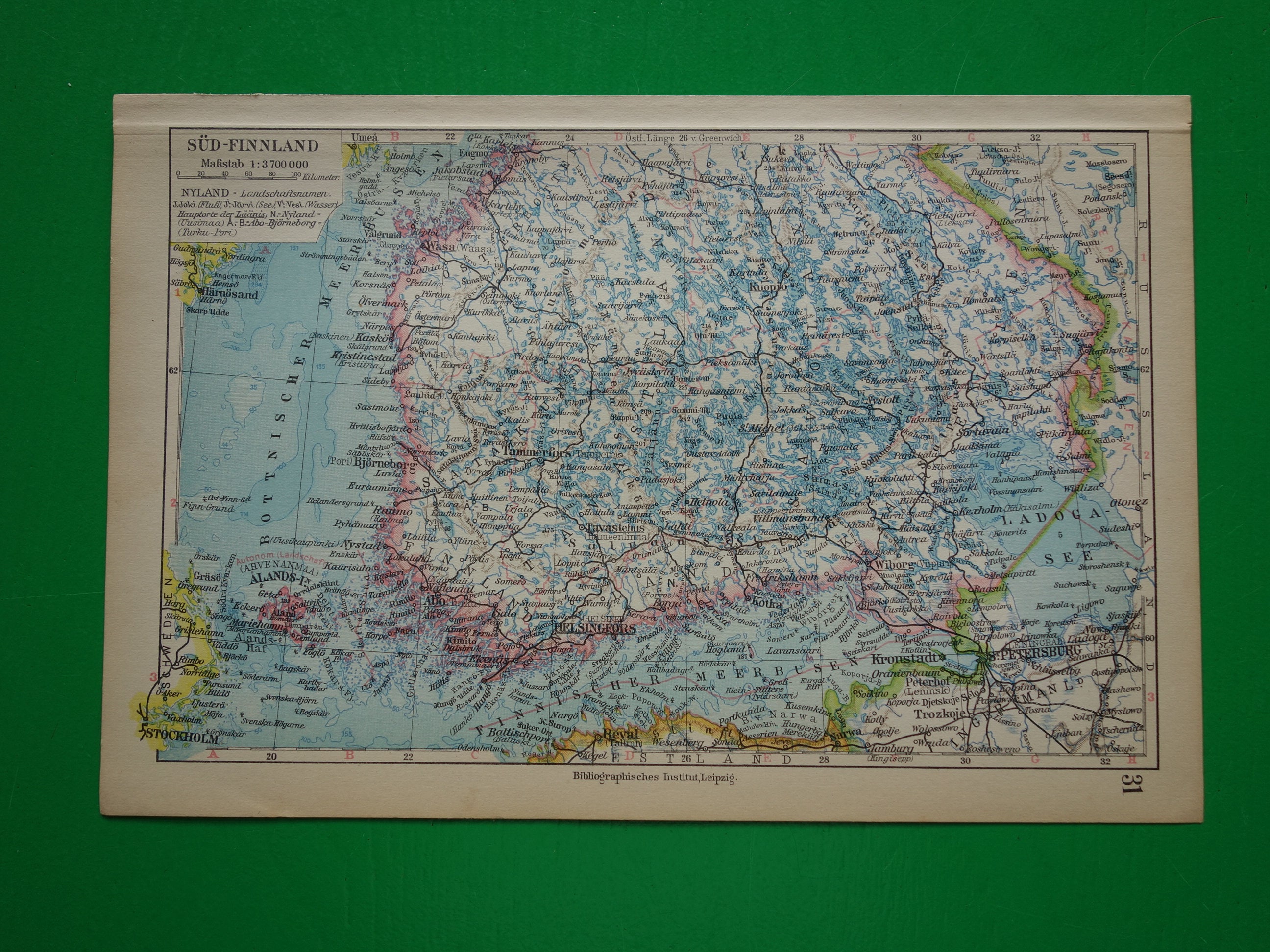 Old Map of Finland Original 1928 Antique Print About Helsinki - Etsy UK