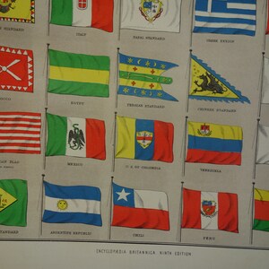 FLAGS Old Print of Flags 1879 Original Antique Flag | Etsy