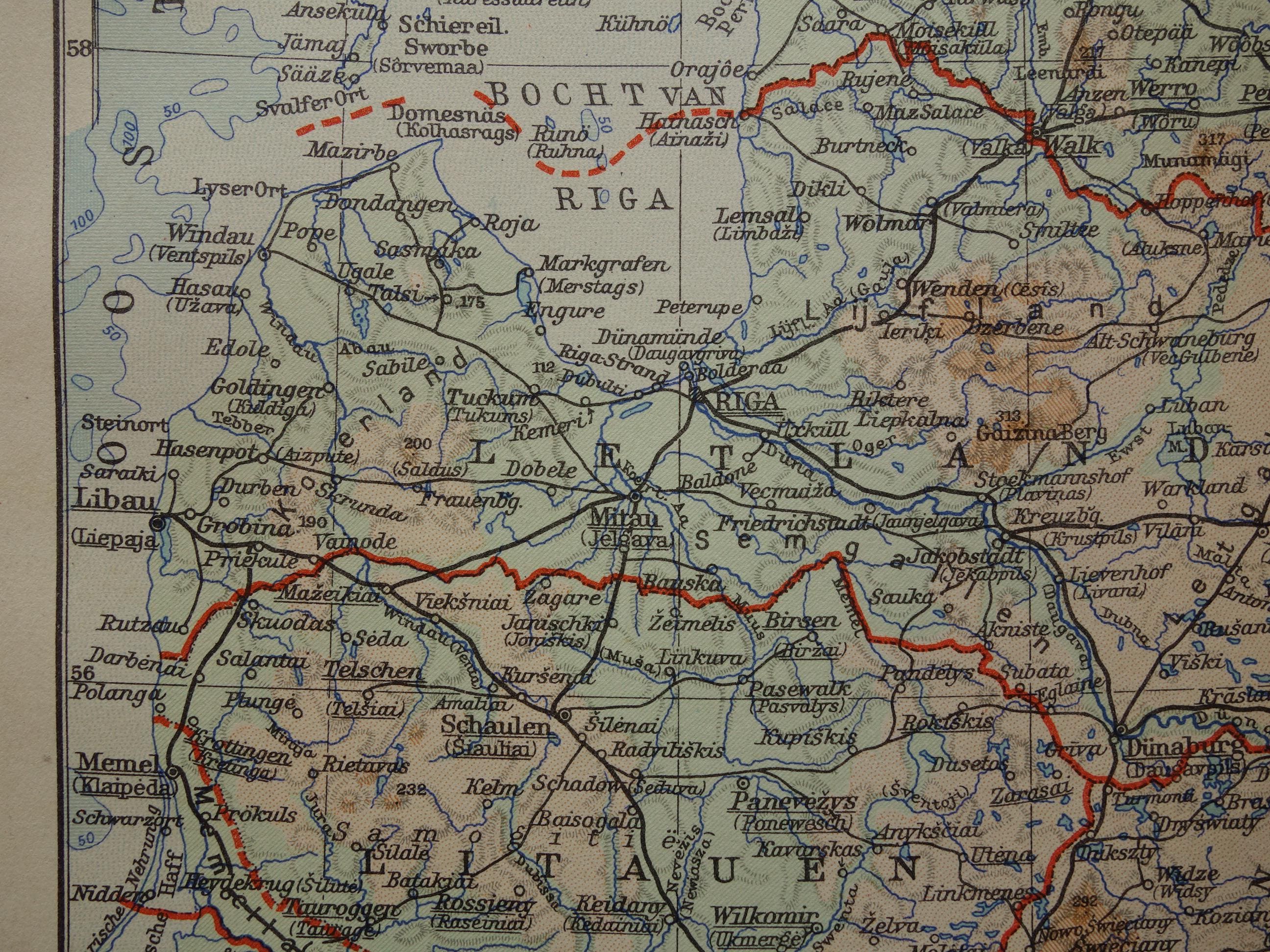 BALTIC STATES Map 1936 Old Print Map About Estonia Latvia Lithuania ...