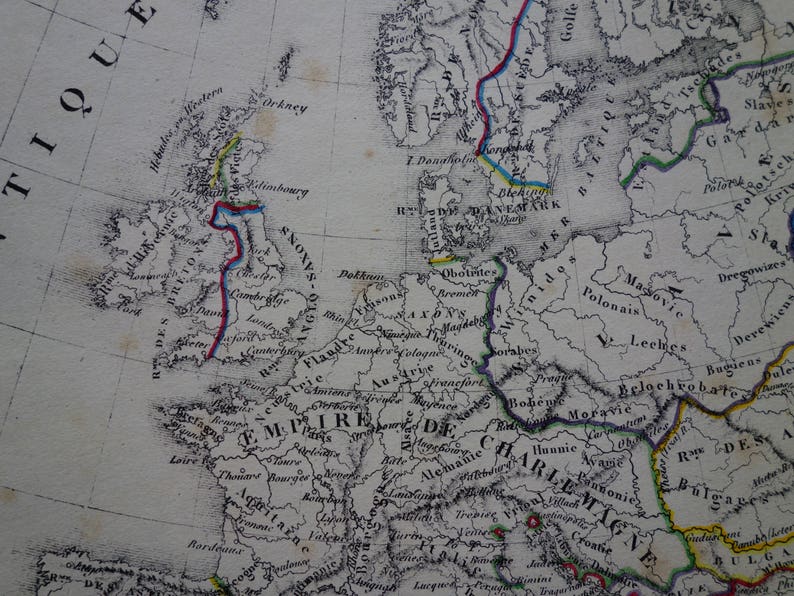 EUROPE Old History Map 1840 Original Antique Hand-colored - Etsy