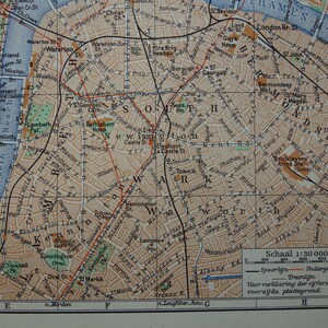 LONDON Old Map of London 1936 Original Vintage City Plan Westminster ...