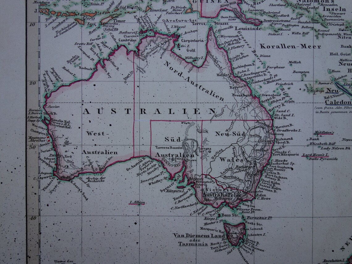 OCEANIA Old Map of Polynesia 1860 Large Beautiful Original - Etsy