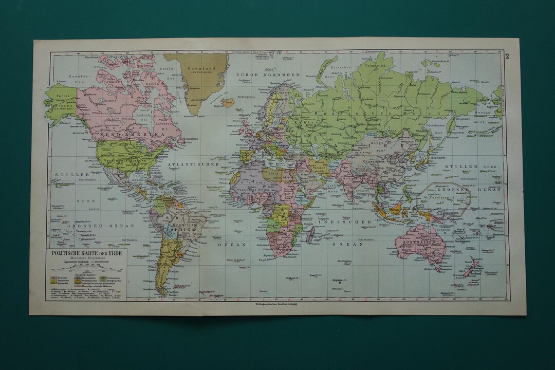 Old World Map 1928 Original Vintage Print of Worldmap Political ...
