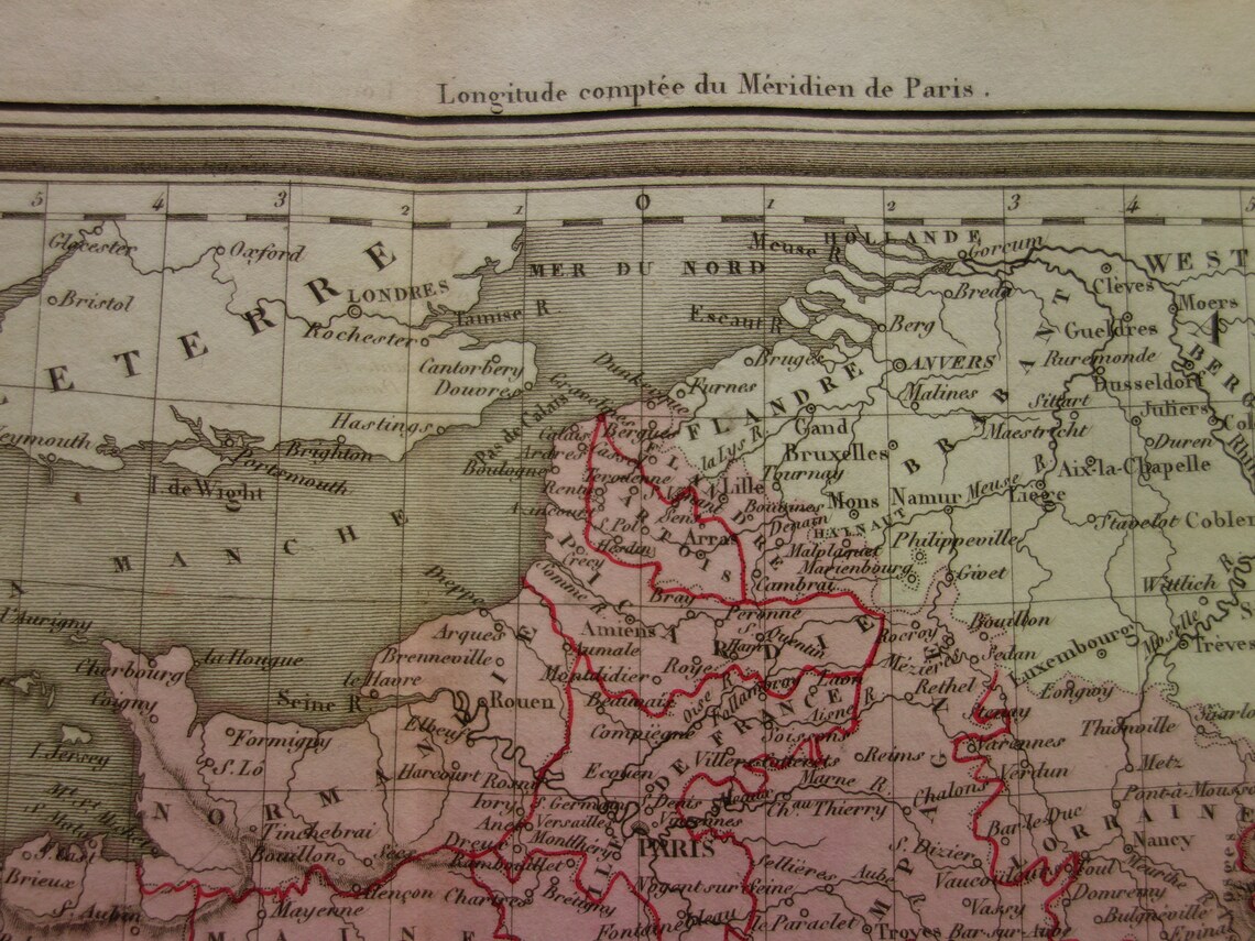 Antique Map of France Original 1838 Old Hand-colored Print - Etsy