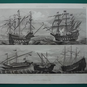 Historical Sailing Ships Antique Print Henry Grace à Dieu Big Harry ...