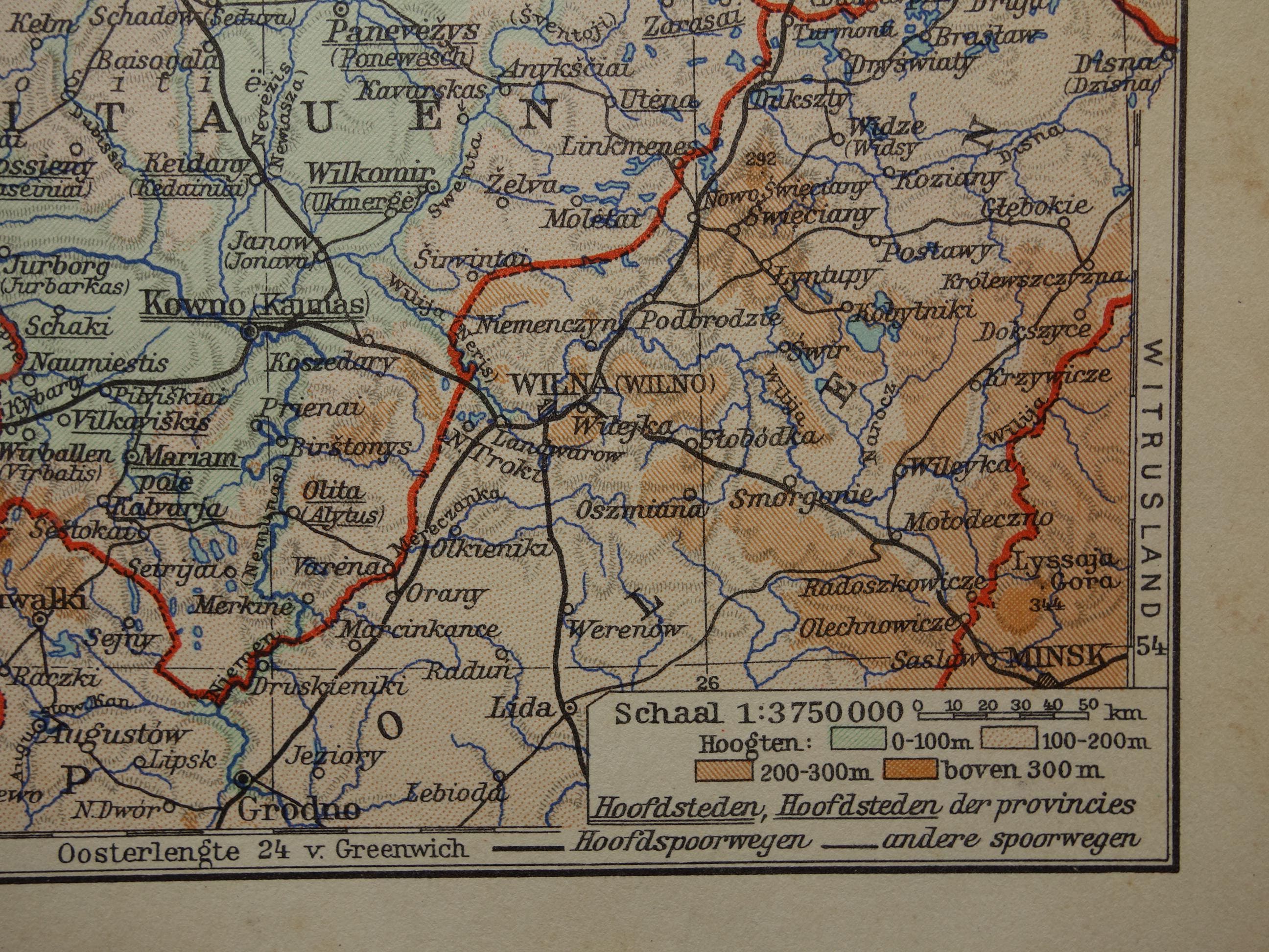 BALTIC STATES Map 1936 Old Print Map About Estonia Latvia Lithuania ...