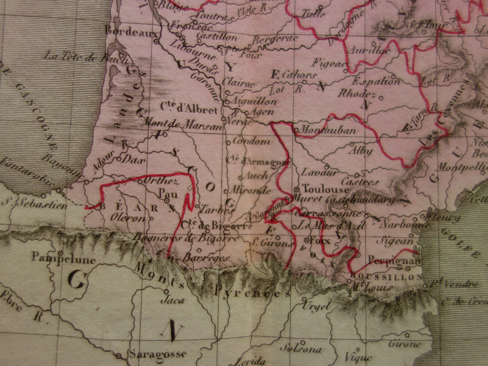 Antique Map of France Original 1838 Old Hand-colored Print - Etsy