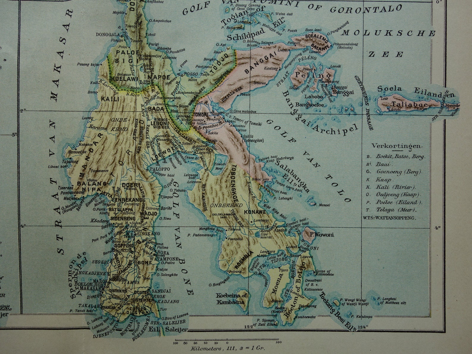 INDONESIA Old Map of Sulawesi 1907 Antique Dutch Print About | Etsy