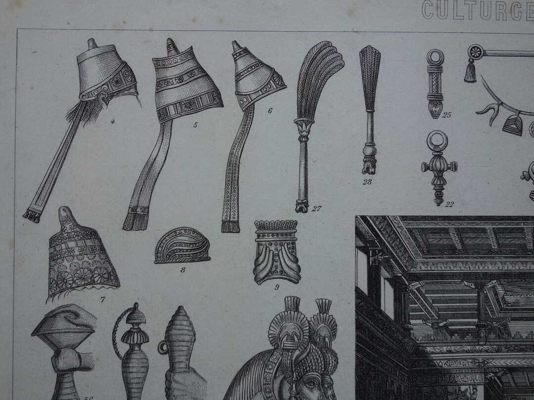 Old History Print of Assyria 1870 Original Antique Illustration ...