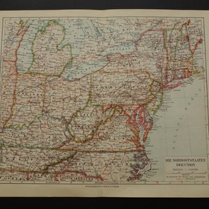 Old Map of the United States 1926 Vintage Poster Eastern USA Virginia ...