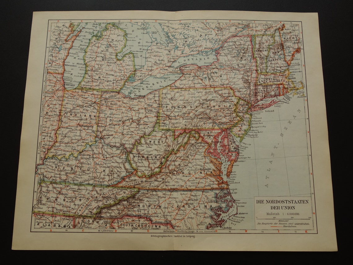 Old Map of the United States 1926 Vintage Poster Eastern USA | Etsy