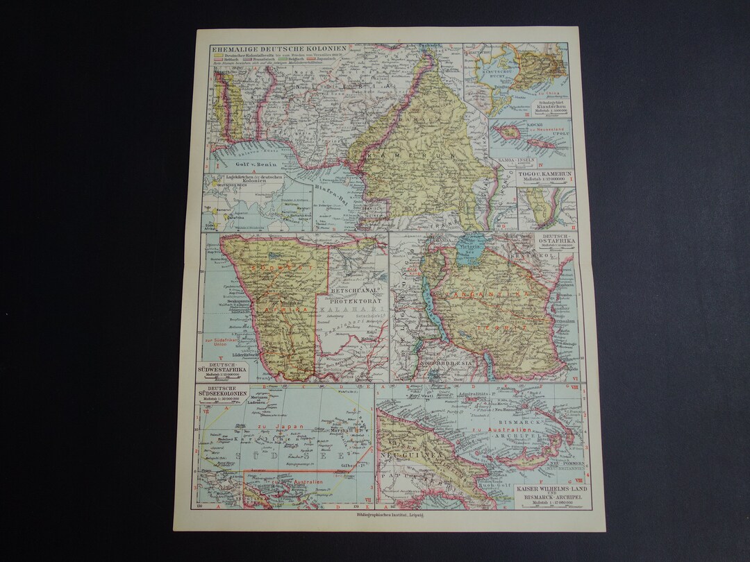 Old Map of German Colonies 1926 Vintage Poster of Germany Former Colony ...