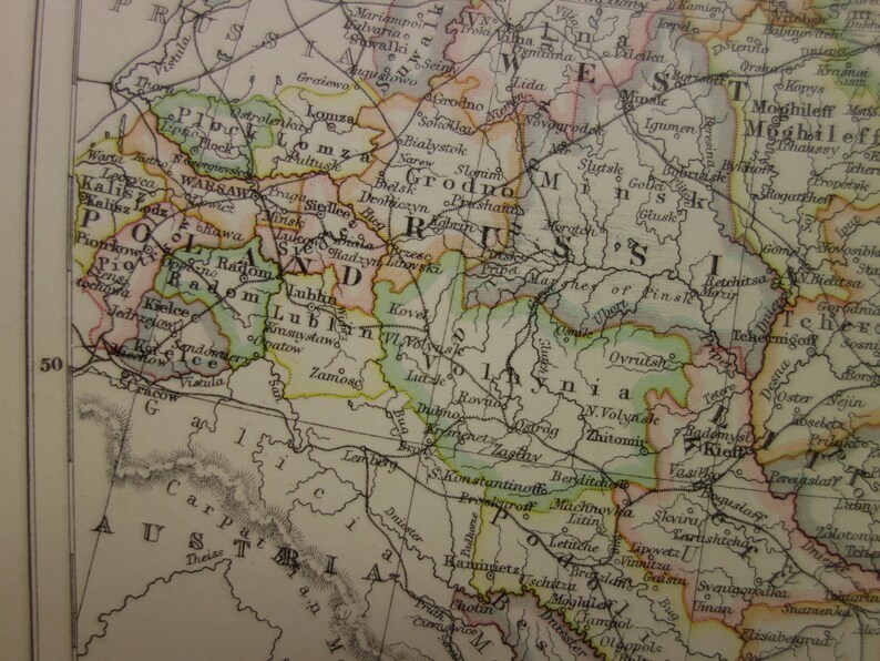 RUSSIA Old Map of European Russia 1886 Original Antique | Etsy