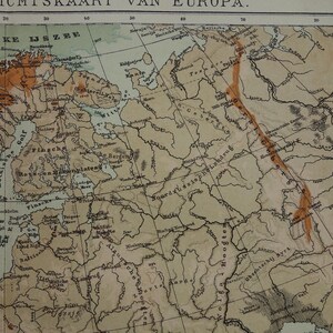 Old Map of Europe 1907 Original Antique Dutch Print About Altitude ...