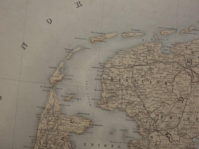 HOLLAND Old Map of the Netherlands and Belgium LARGE 1880 - Etsy